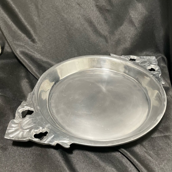 Kitchen | Vintage Hand Made Mexico Pewter Metal Serving Tray Platter ...